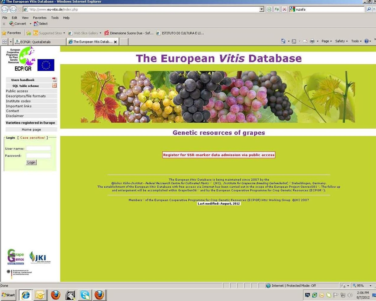 ECPGR: Descriptors for the European Vitis Database